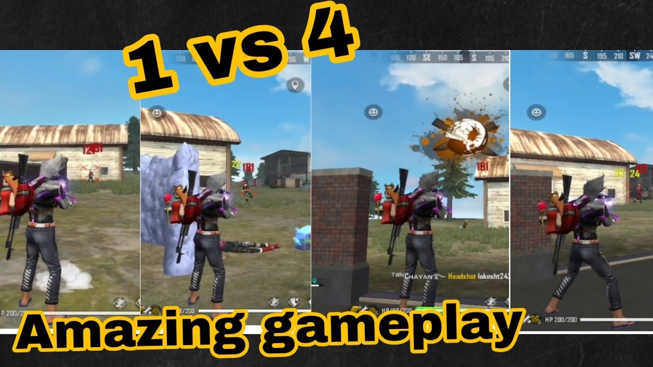 Amazing gameplay solo vs squad || 1 vs 4 amazing gameplay - Garena Free ...