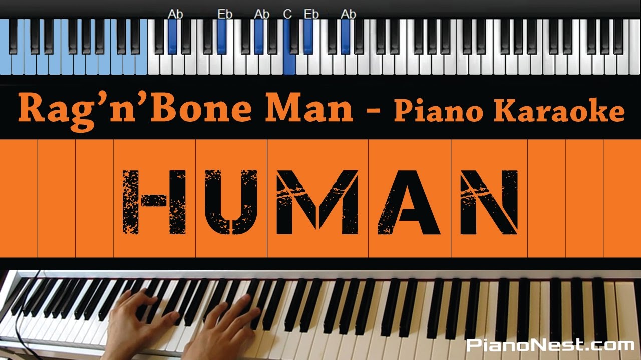 Rag'n'Bone Man - Human - LOWER Key (Piano Karaoke / Sing Along) - YouTube