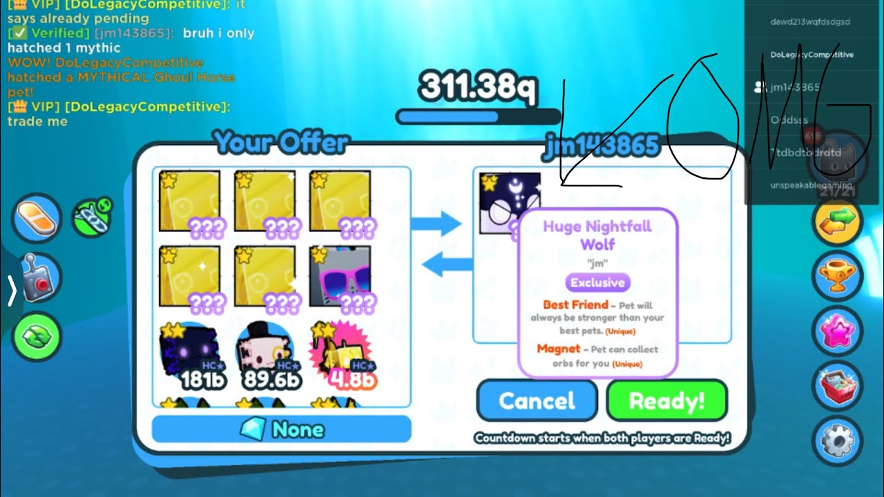 Trading For Huge Nightfall Wolf With Magnet! - Pet Simulator X - YouTube