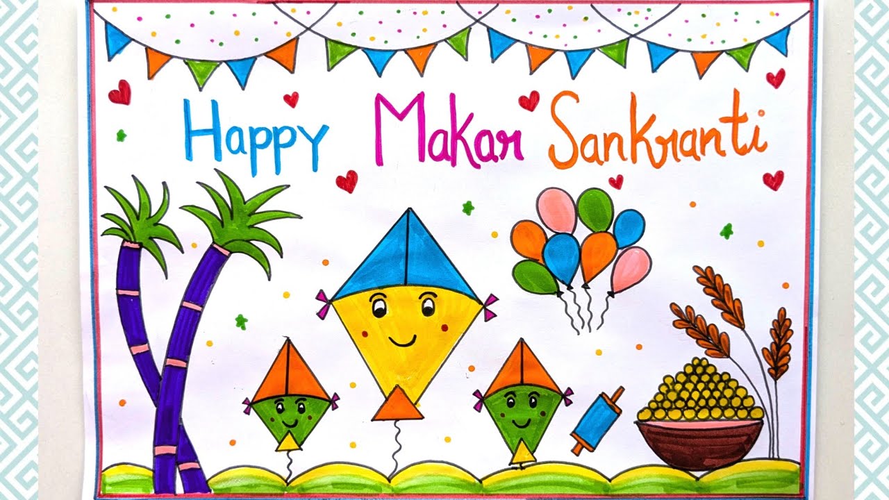 Easy Makar Sankranti Drawing Ideas 2026/ How to make Makar Sankranti ...