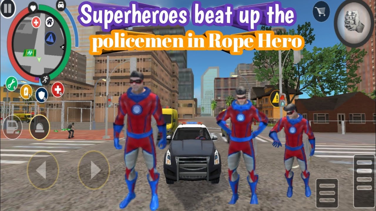 Rope Hero vice town | superhero beat up policeman | Rope Hero New ...