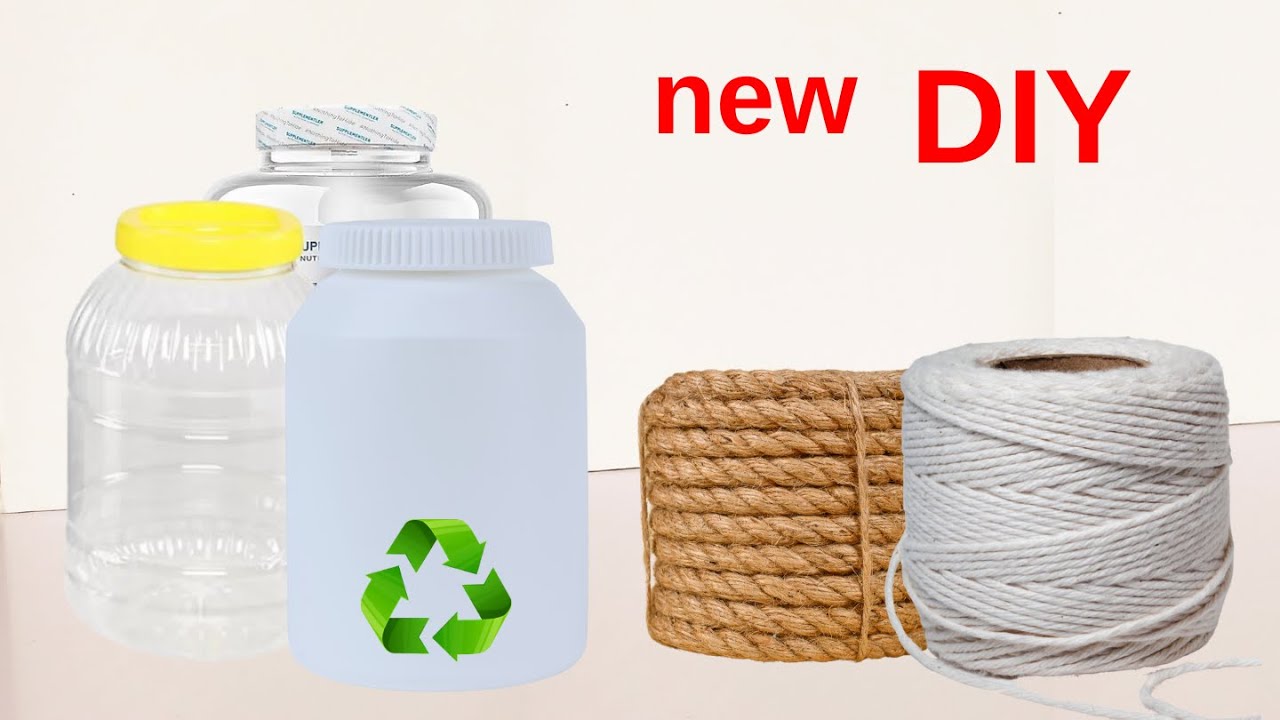Jute rope storage basket diy from plastic waste for home decor. jute ...