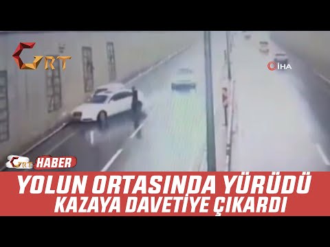 YOLUN ORTASINDA YÜRÜDÜ, ARABANIN ÖNÜNE ATLADI
