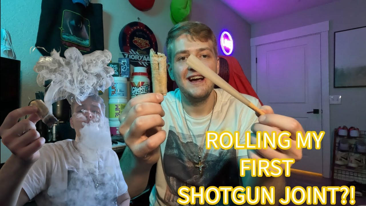 ROLLING AND SMOKING MY FIRST SHOTGUN JOINT?! - YouTube