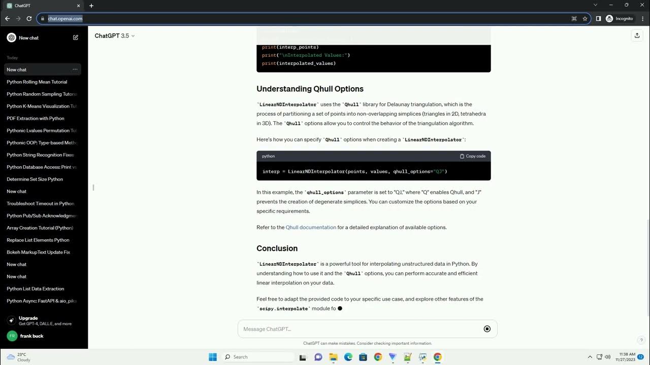 How do i use Qhull options for LinearNDInterpolator in Python - YouTube