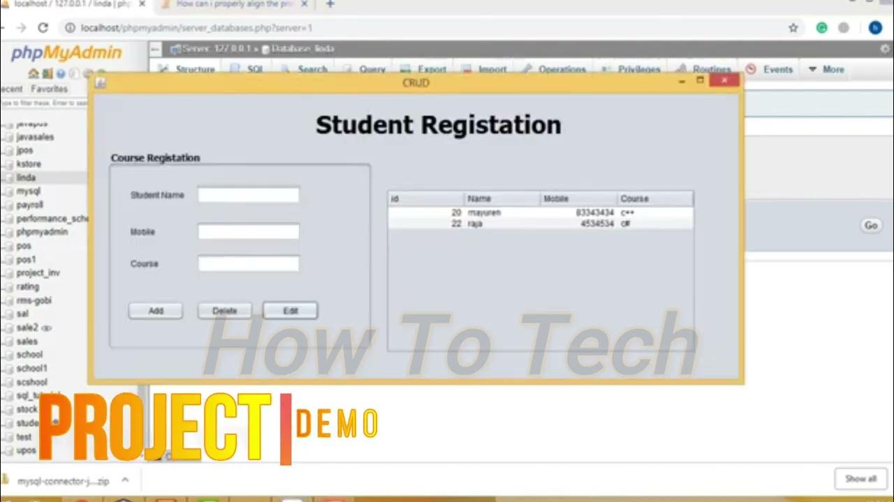 student registration project in java - YouTube