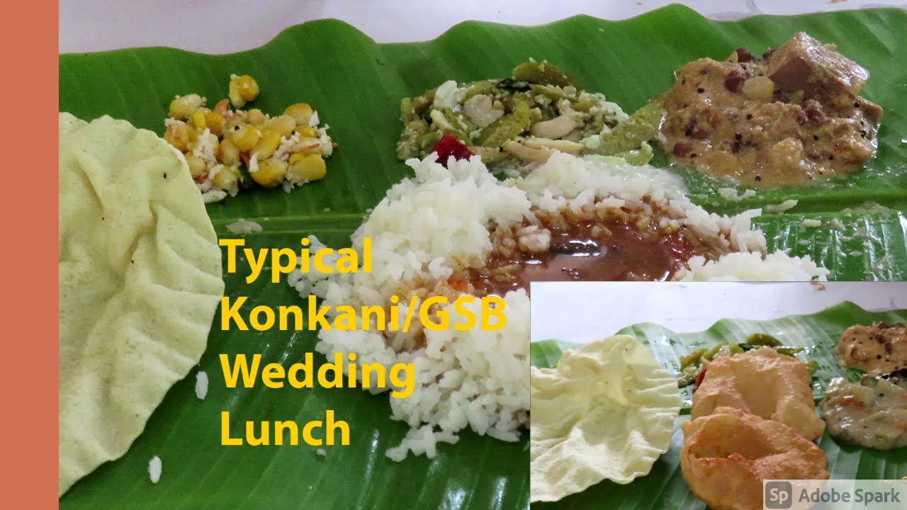 Konkani/GSB Wedding Lunch | South Indian thali meals on banana leaf ...