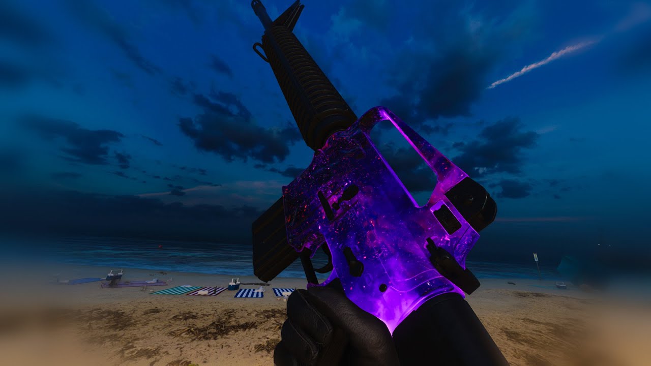Dark Aether Camo on Every Weapon in Black Ops Cold War on the beach at ...