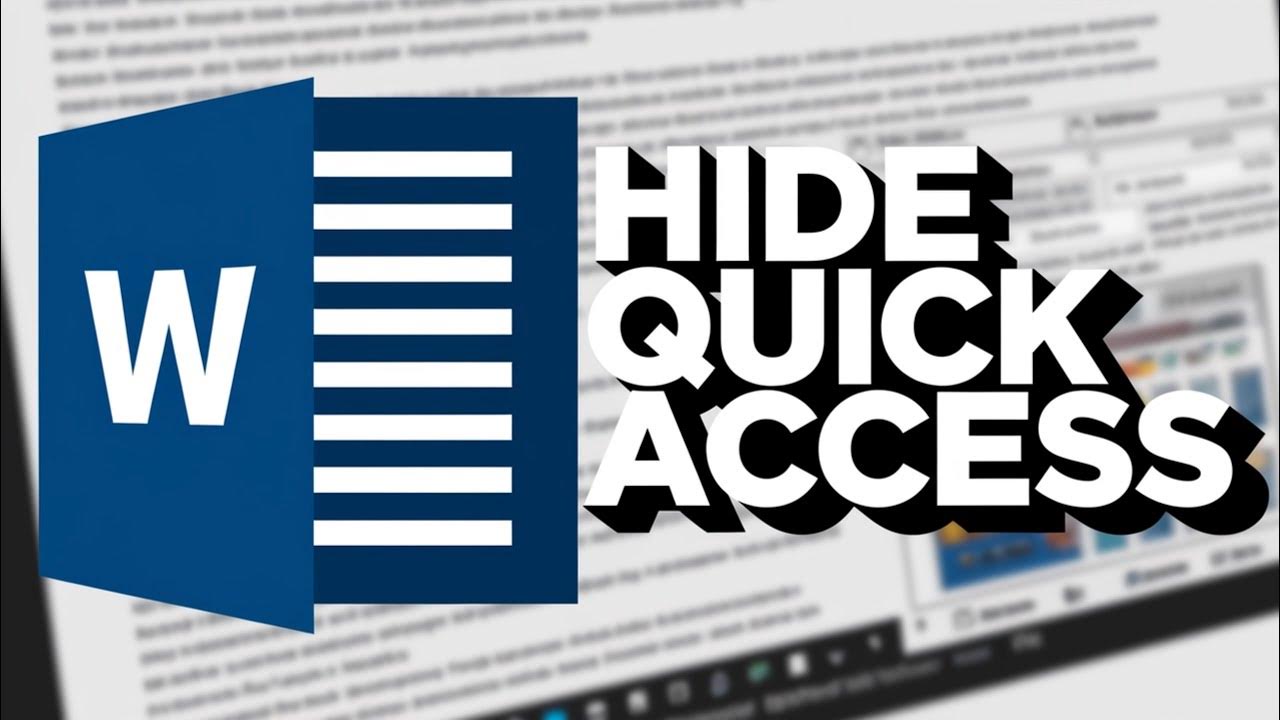 How to HIDE Quick Access - YouTube