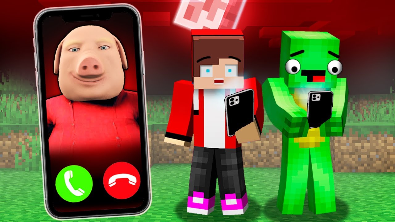 The Scary John Pork calls JJ and MIKEY at 3am! Minecraft - Maizen - YouTube