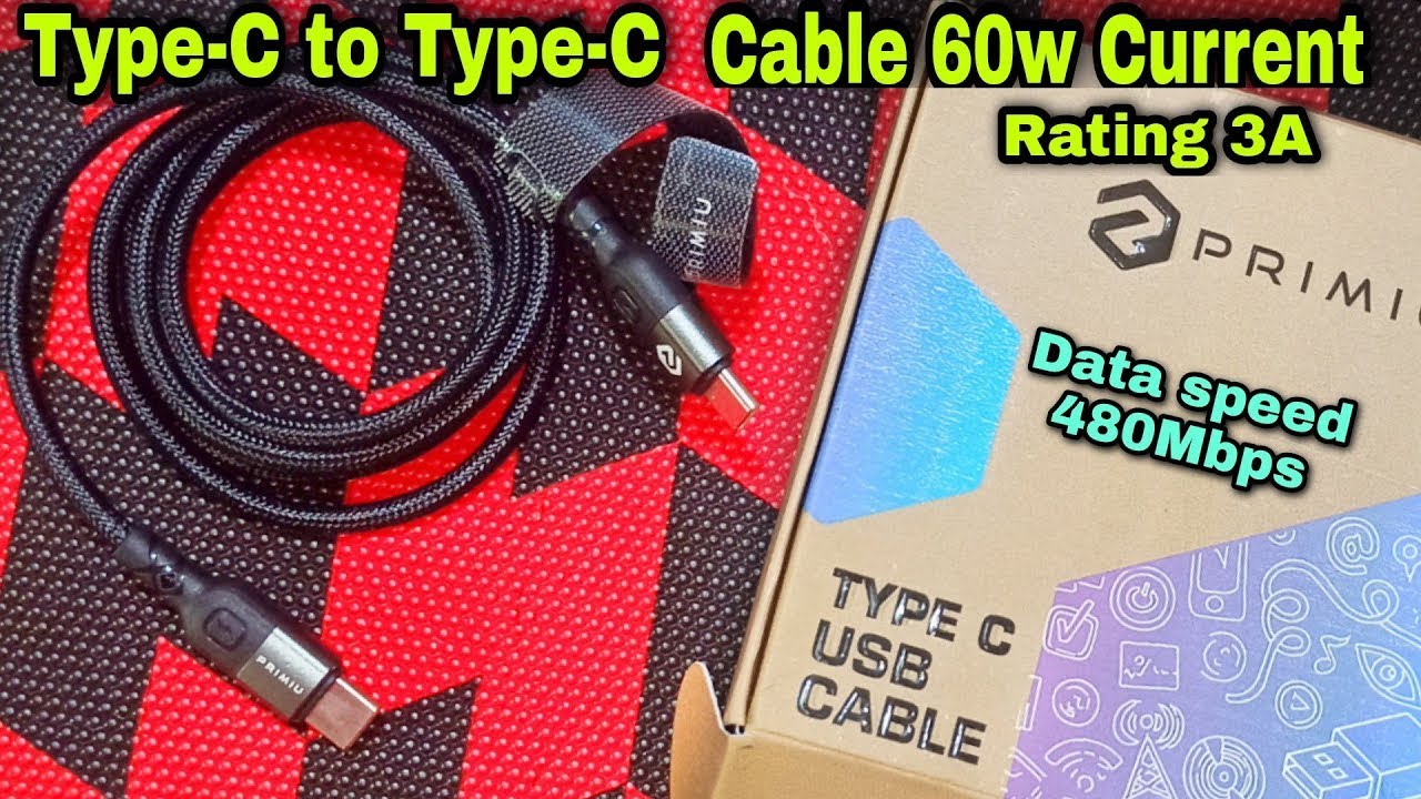 Primiu type C to type C 60w cable | 1 m type C cable data speed 480 ...
