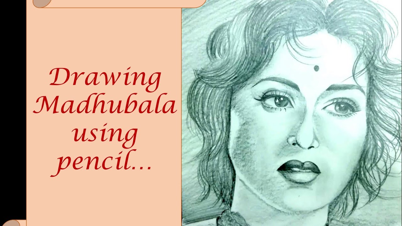 Drawing Madhubala using pencil || Portrait for beginners || Time lapse ...