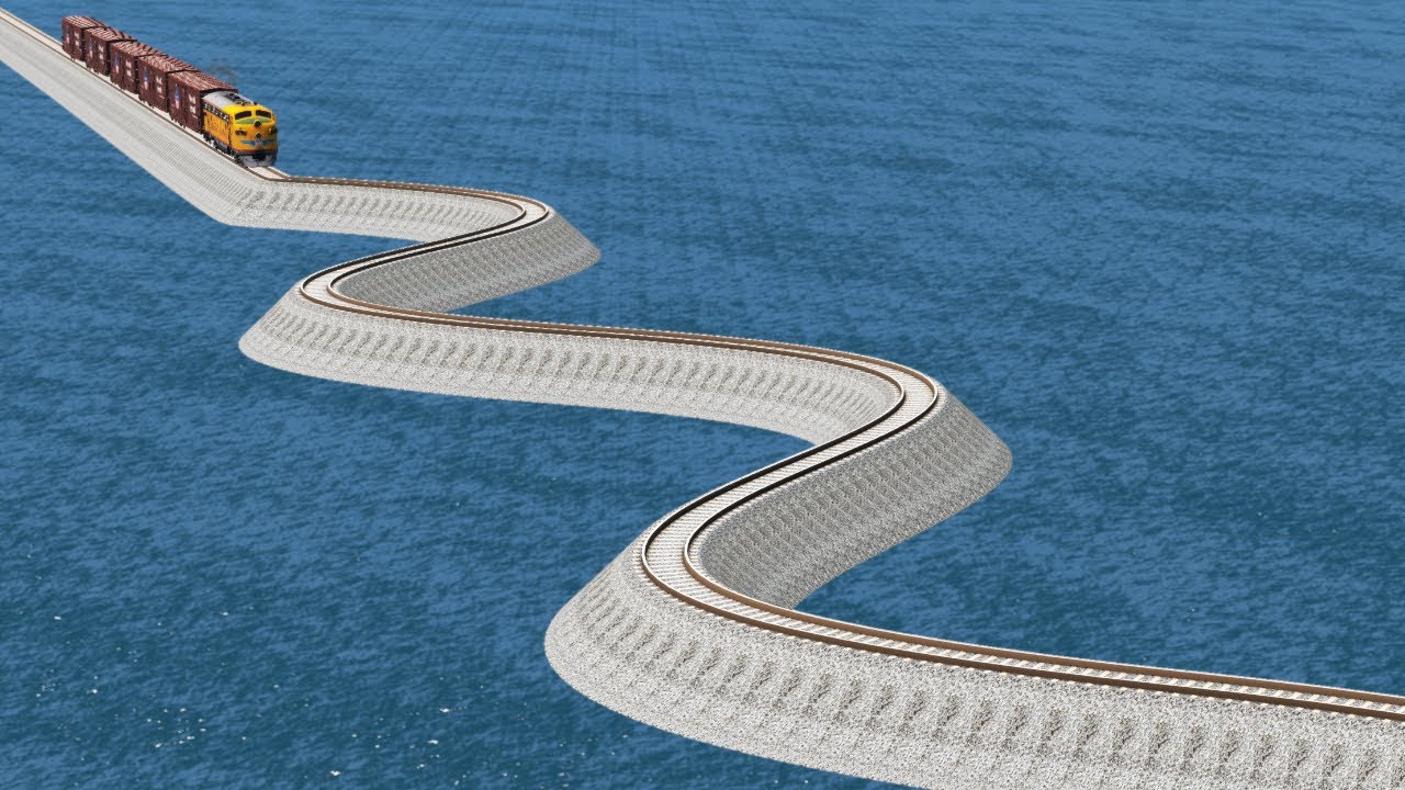 Impossible Snake Shape Rail Tracks Vs Trains Crossing - BeamNG.Drive ...