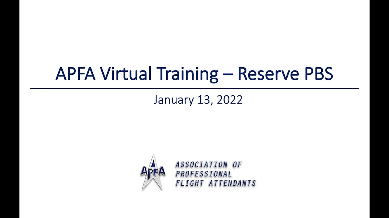 APFA Reserve PBS Virtual Training - YouTube