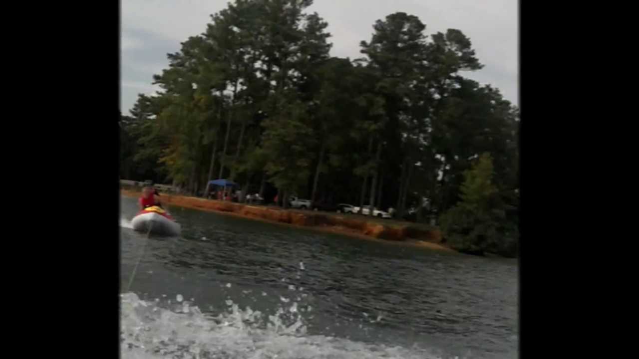 15hp Mercury outboard Inflatable Boat pulling inflatable into a drift ...