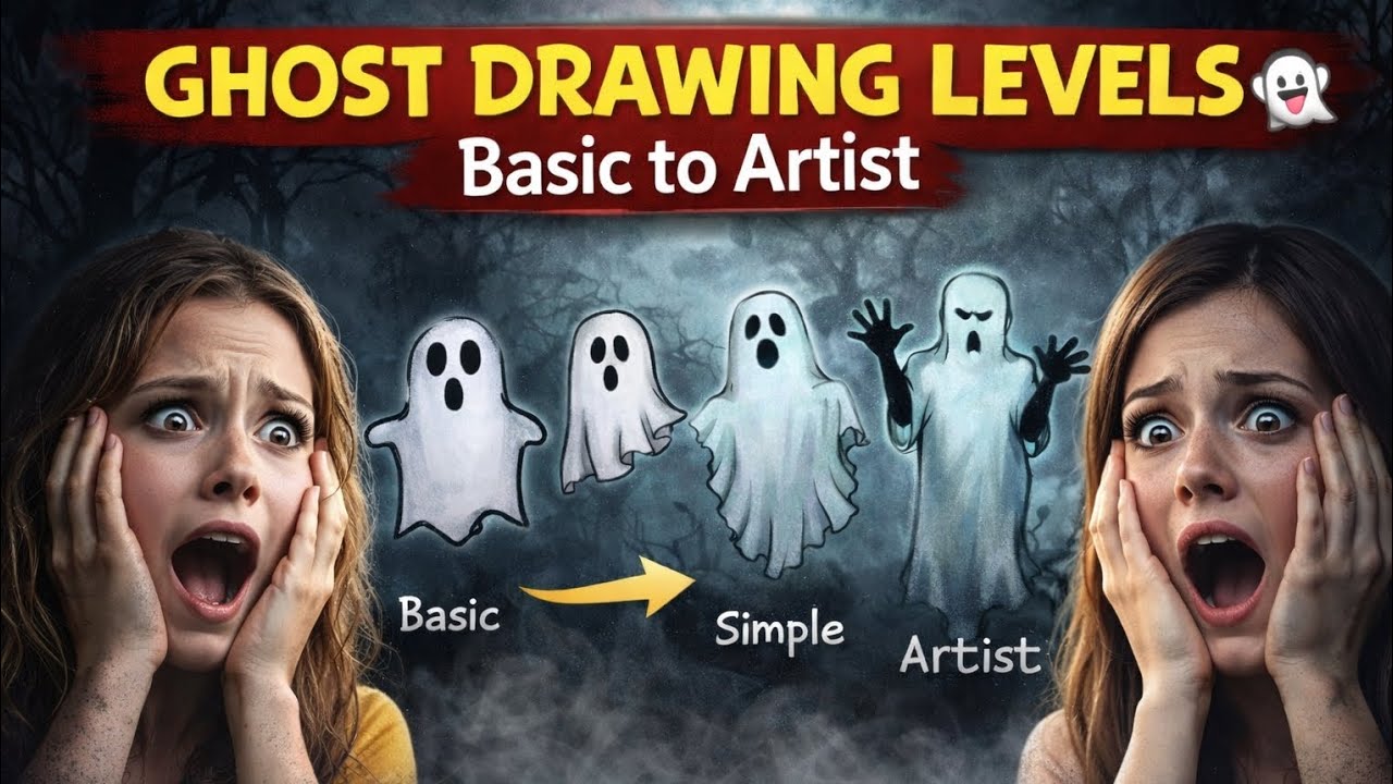 Ghost Drawing Levels 👻 Basic to Artist | Easy Scary Ghost Drawing ...
