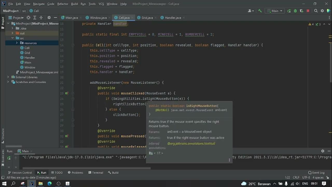 Mini Project - Simple Minesweeper Java Swing GUI - YouTube