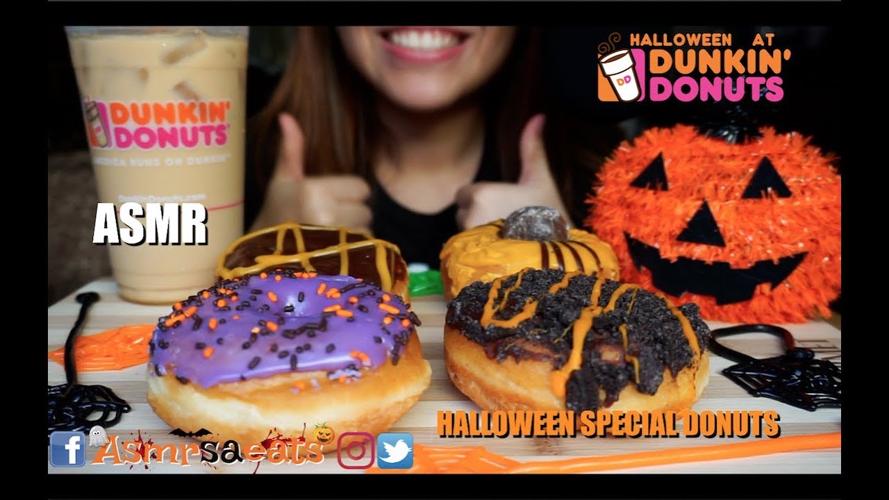 Asmr Eating Dunkin Donut Halloween Special | No talking | Asmr SA Eats ...