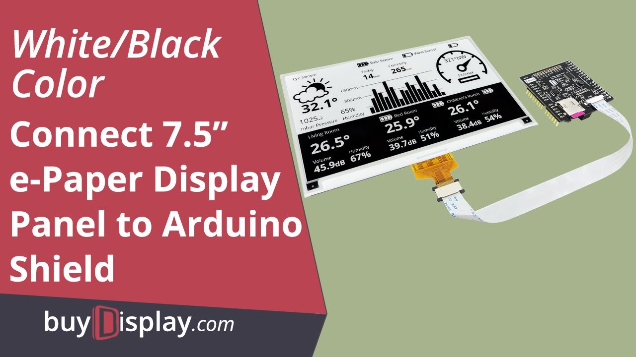 Black 7.5 inch e-Paper Display Arduino Shield,Library 880x528 - YouTube