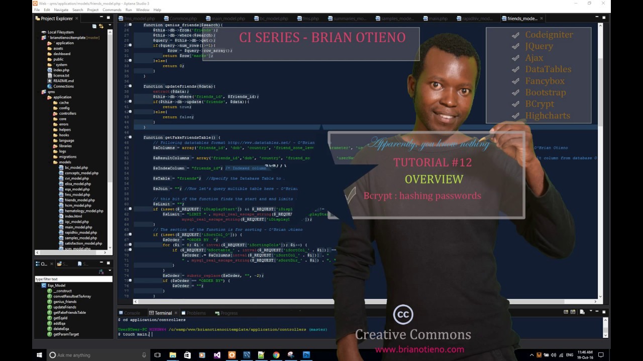 Ci Series Tutorial 12 Hashing Passwords Using Bcrypt Brian Otieno 6196