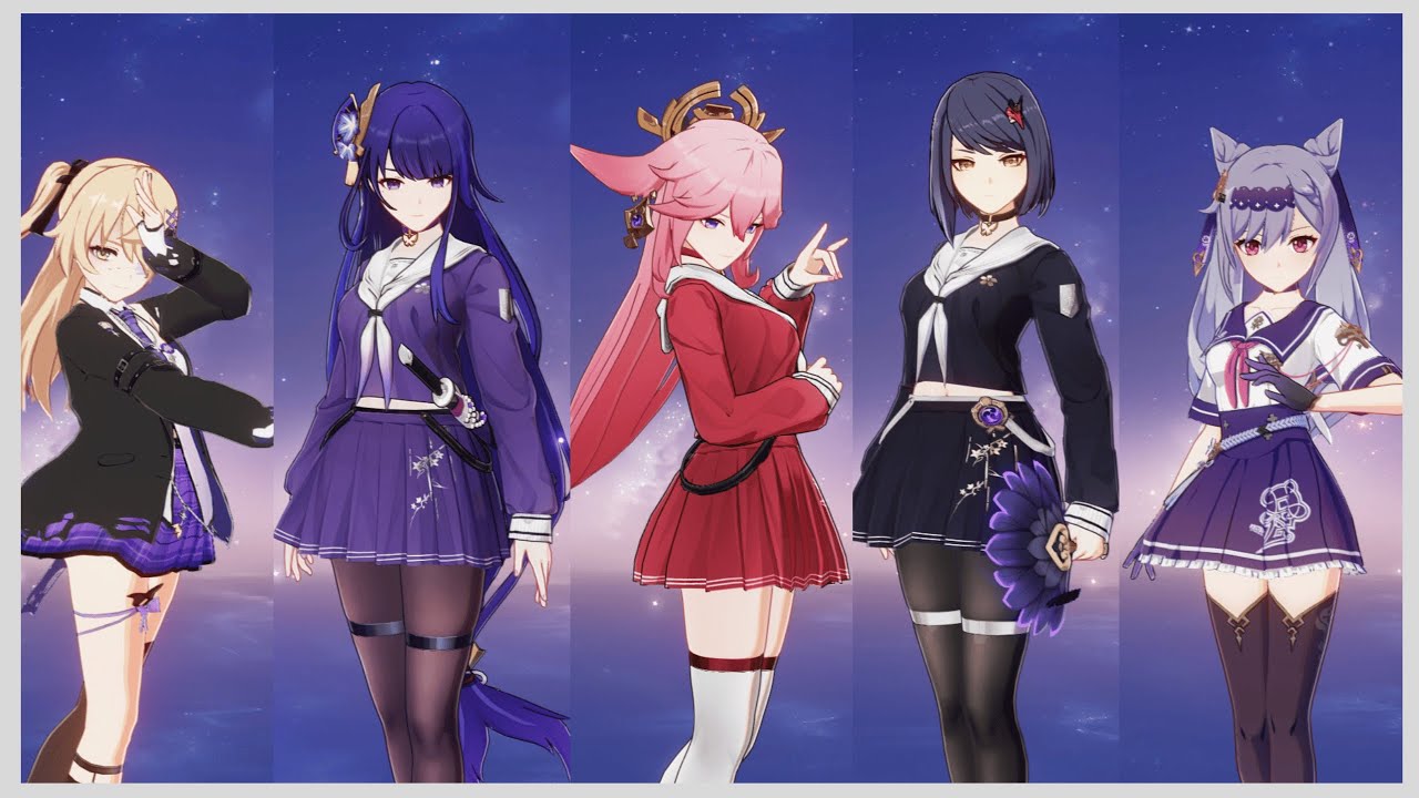 Genshin Impact school outfit mods - YouTube