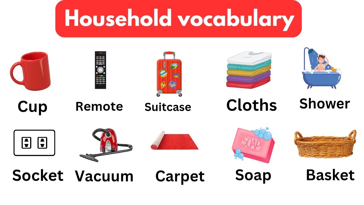 Household items | Daily use English words | English vocabulary ...