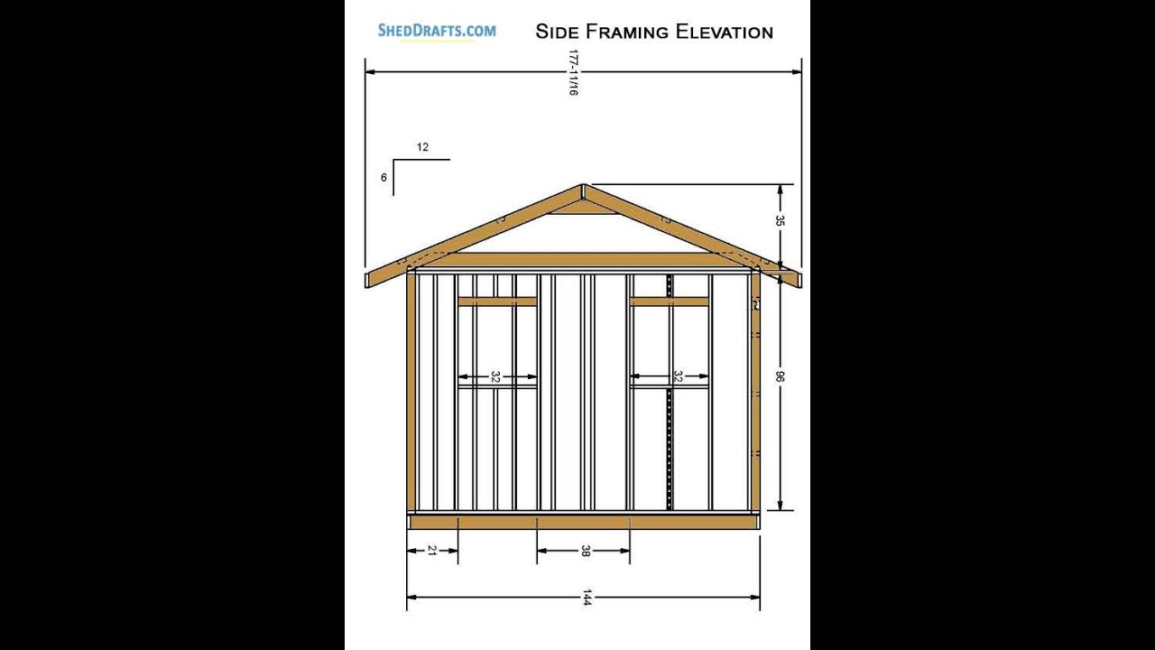 12x12 Gable Garden Storage Shed Plans Blueprints - YouTube