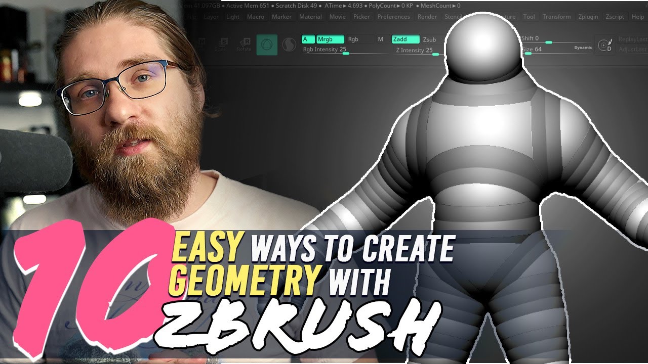 10 EASY ways to CREATE GEOMETRY in ZBRUSH - YouTube