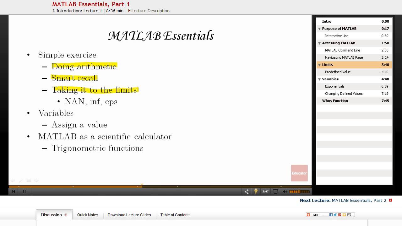 "MATLAB Essentials" | MATLAB with Educator.com - YouTube