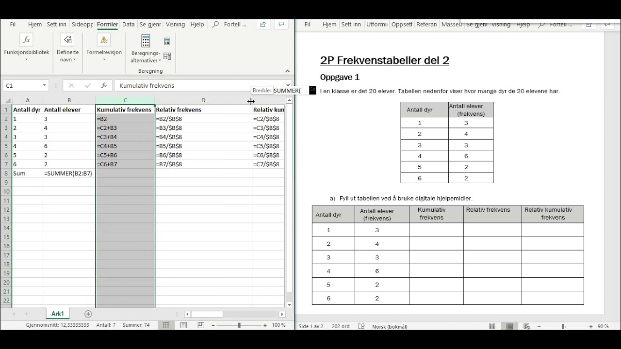 2P/2PY Frekvenstabeller i ExCel - YouTube