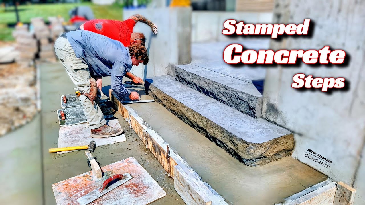 Pouring and Stamping Concrete Steps using Form Liners - YouTube