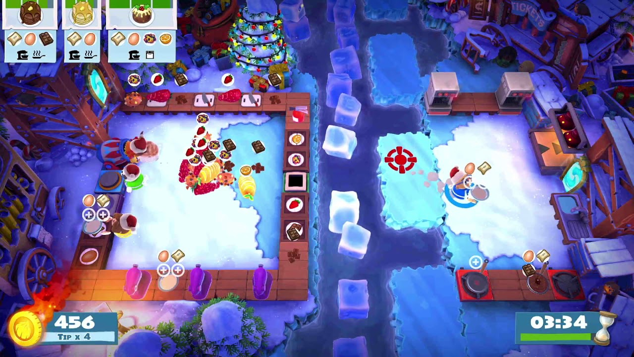 Overcooked 2 Winter Wonderland Level 1-5 4 Stars 4 Player Co-op - YouTube