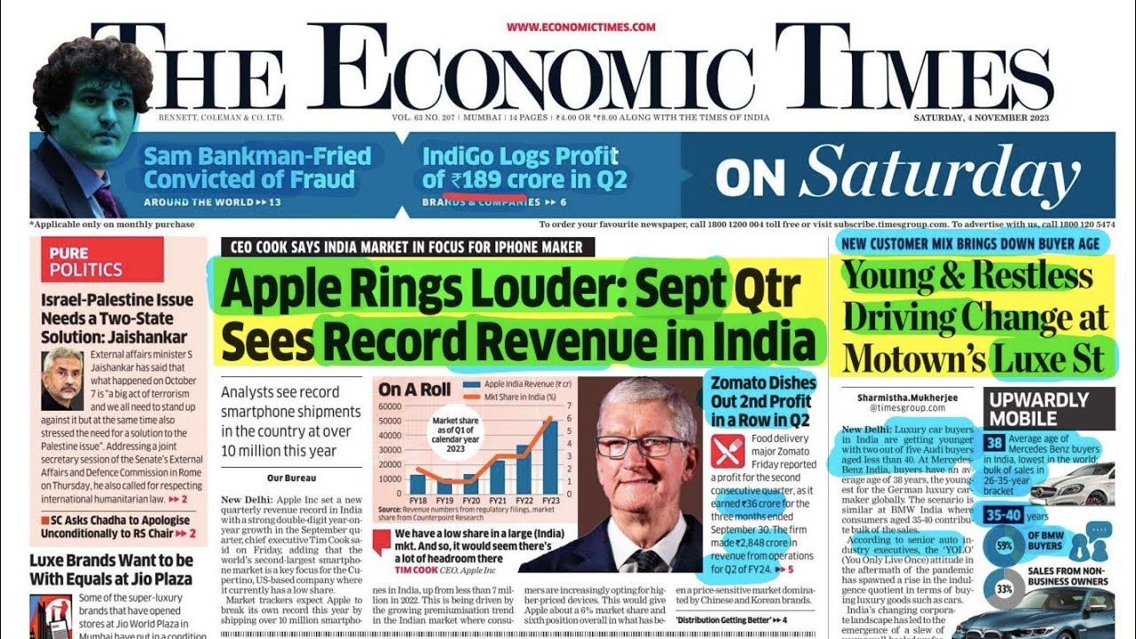 4 November 2023 | The Economic Times Newspaper daily Analysis🌑Business ...