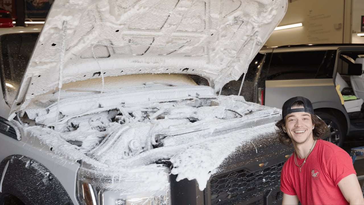 Ford F-350 Engine Bay Detail! Satisfying Results! - YouTube