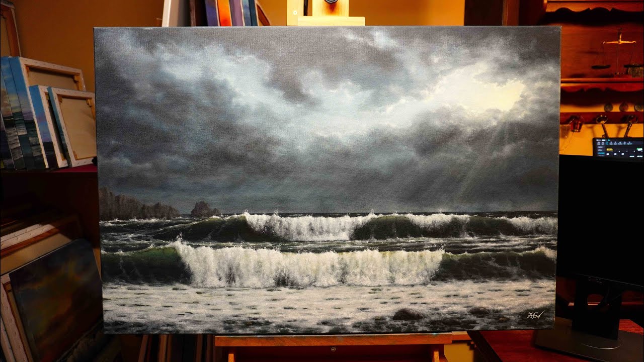 Realism style oil painting ''Waiting for the sun''. - YouTube