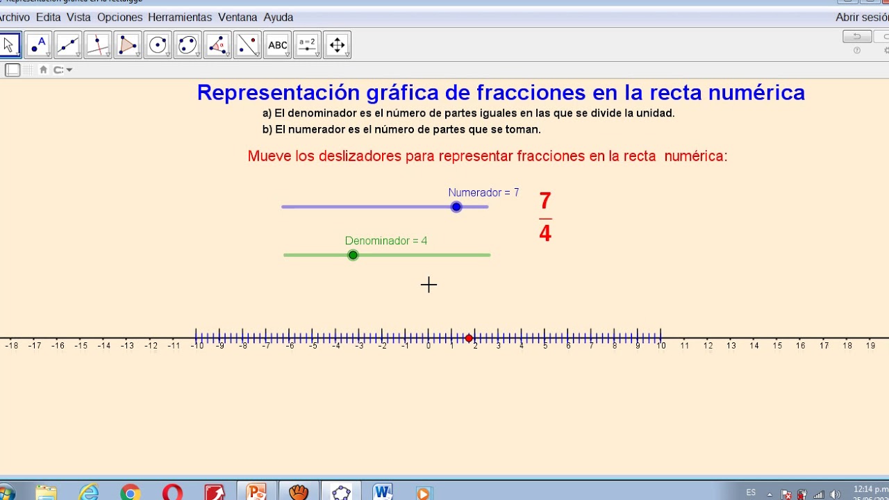 REPRESENTACIÓN GRÁFICA DE FRACCIONES EN LA RECTA NUMÉRICA USO DE ...