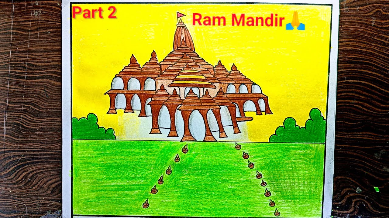 Ram Mandir Drawing / Ayodhya Mandir Drawing / Ram ji Drawing / Jai ...