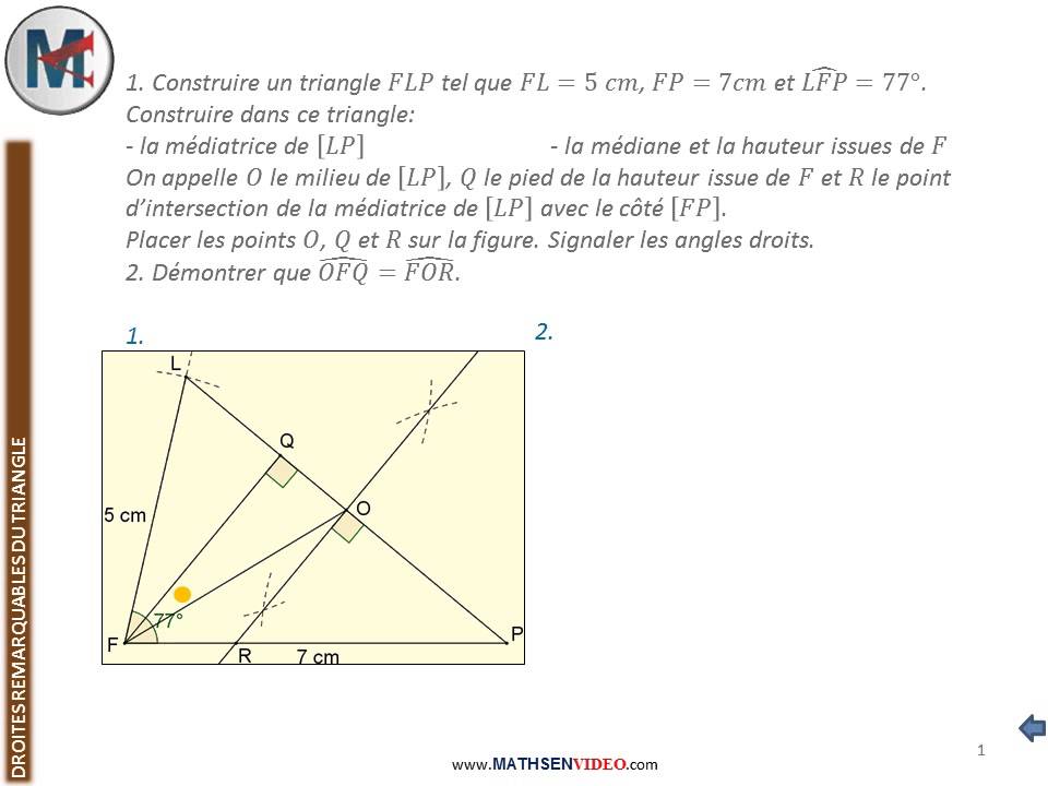 Exercice: Angles et droites remarquables du triangle - YouTube