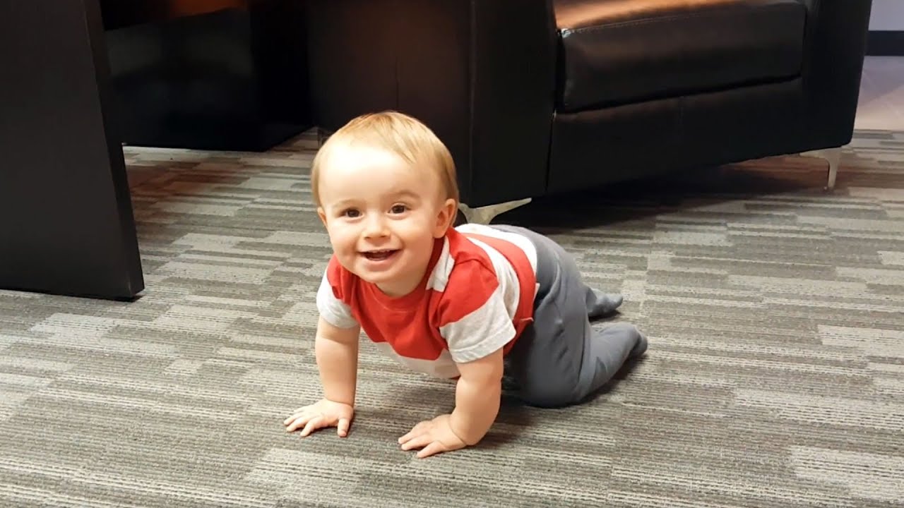 10 Month Old Baby Crawling Around Office Building - YouTube