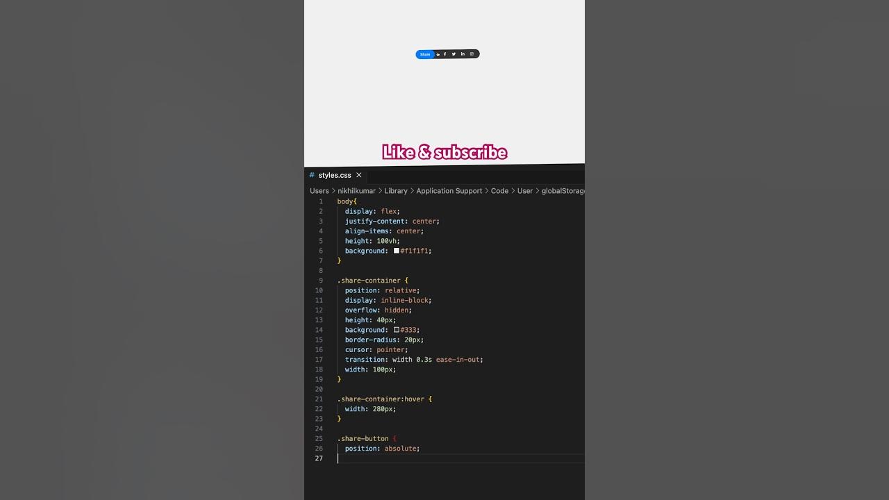 Animated Share Button with Slide Effect | HTML & CSS Tutorial #shorts#short#developerxon# ...