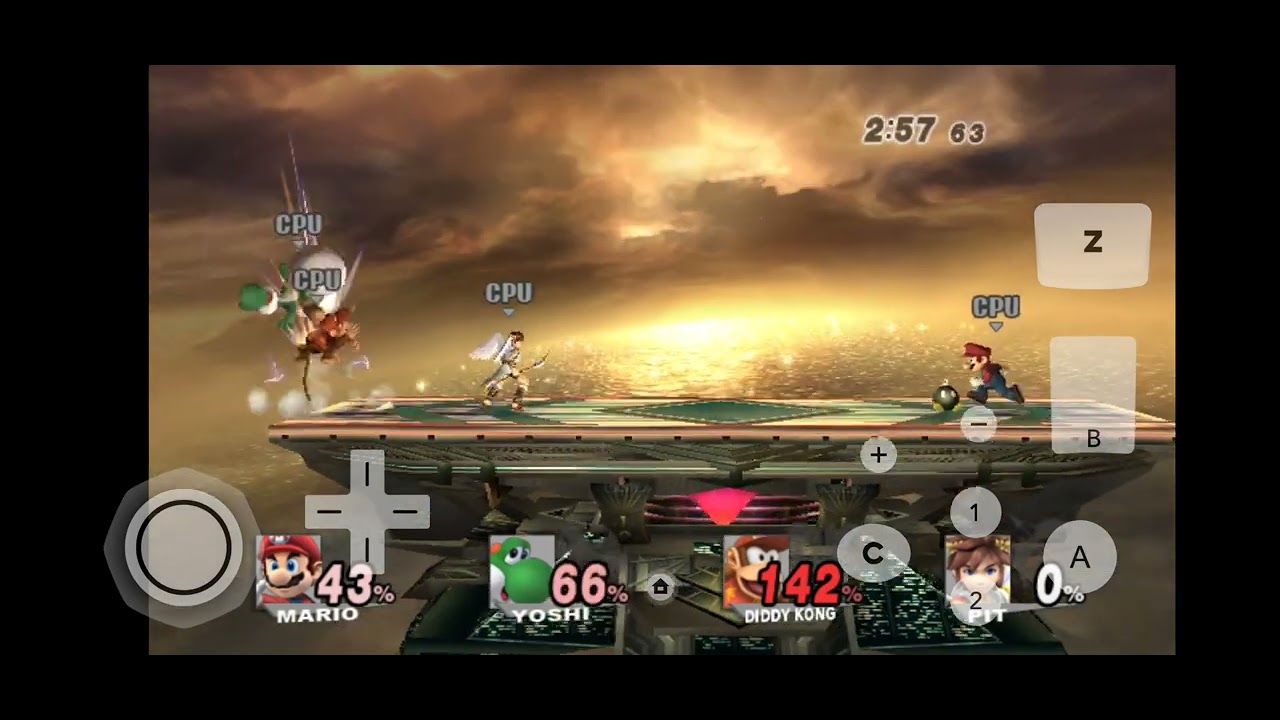 Super Smash Bros. Brawl Mario vs Yoshi vs Diddy Kong vs Pit - YouTube