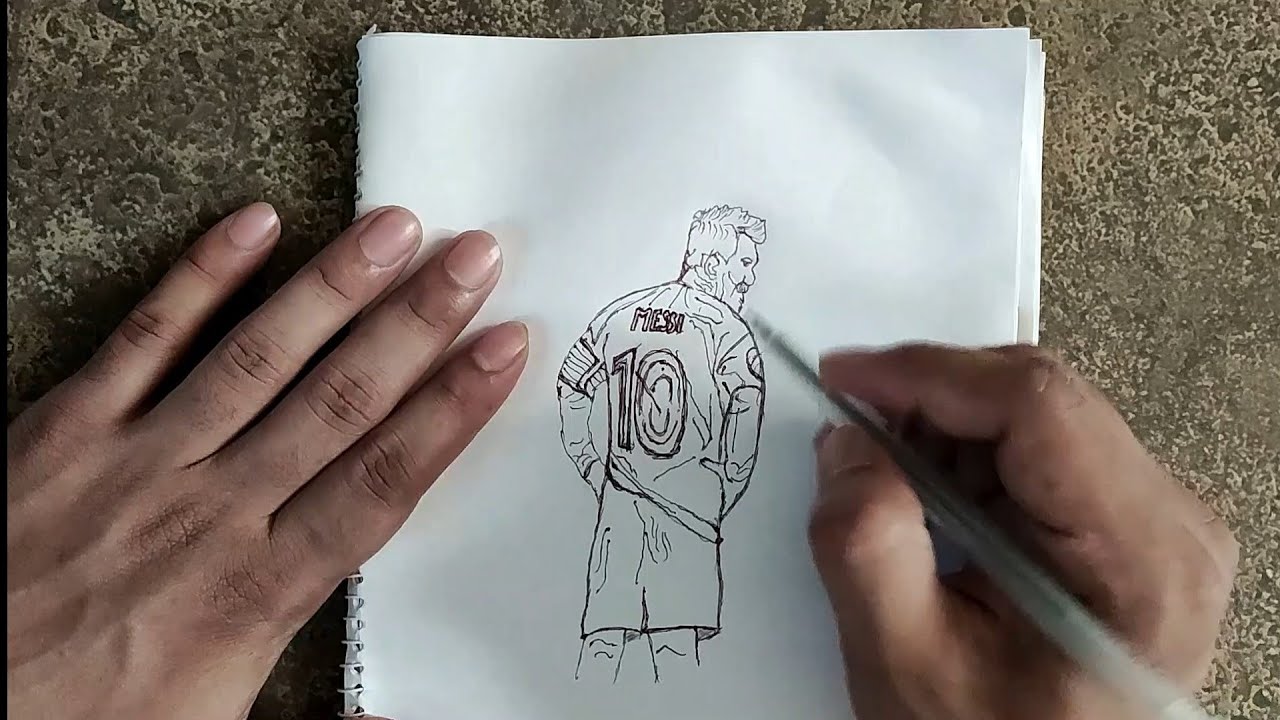 How to draw ball pen sketch of Messi - YouTube