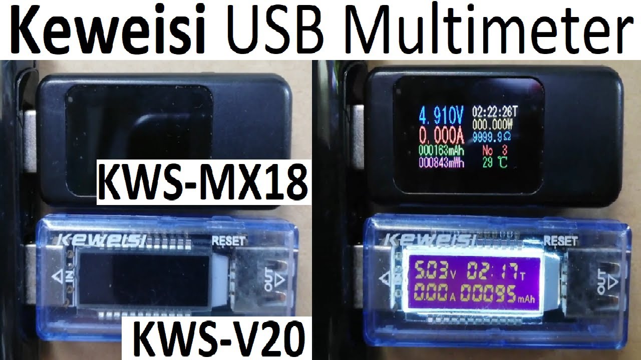 Keweisi USB multimeter KWS V20 vs KWS MX18 - YouTube