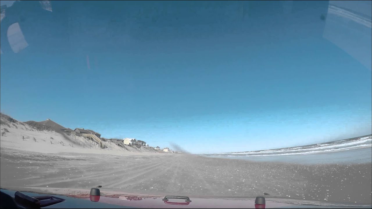 Driving Onto The Corolla,NC Beach in the Outer Banks 2-3-15 - YouTube