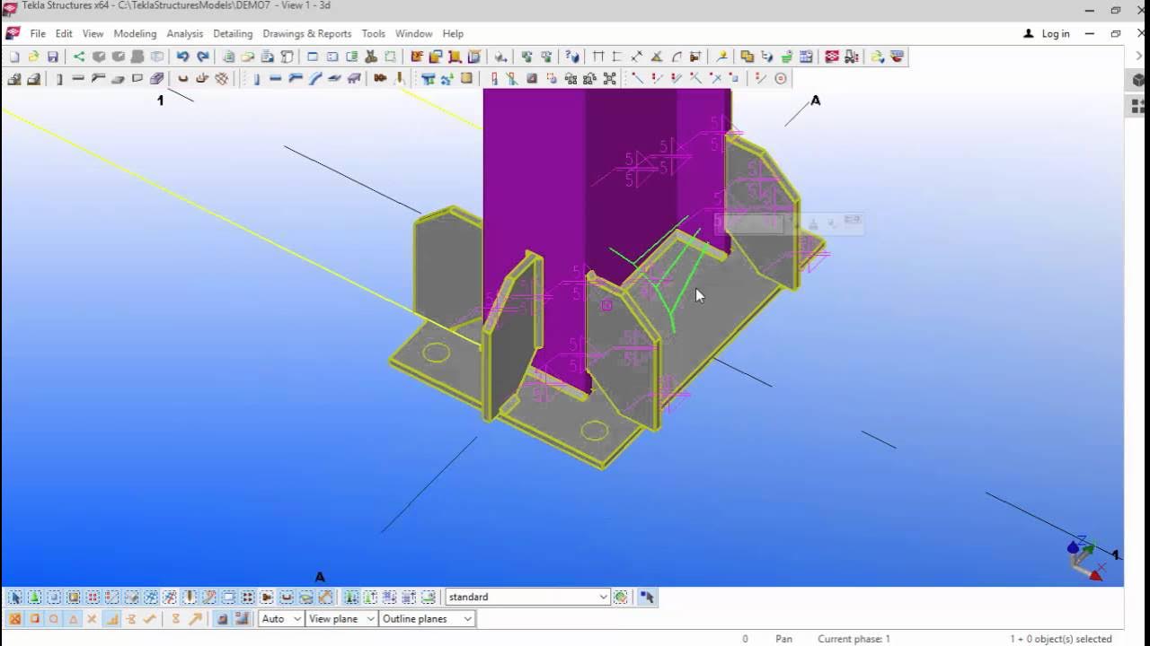 Portal frame modelling and grid creation in TEKLA Structures - YouTube