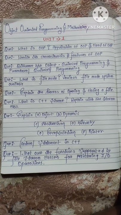 𝐎𝐛𝐣𝐞𝐜𝐭 𝐎𝐫𝐢𝐞𝐧𝐭𝐞𝐝 𝐏𝐫𝐨𝐠𝐫𝐚𝐦𝐦𝐢𝐧𝐠 𝐎𝐎𝐏𝐬 𝐈𝐦𝐩𝐨𝐫𝐭𝐚𝐧𝐭 𝐐𝐮𝐞𝐬𝐭𝐢𝐨𝐧𝐬 𝐑𝐆𝐏𝐕 𝐔𝐧𝐢𝐭 𝟏 - YouTube