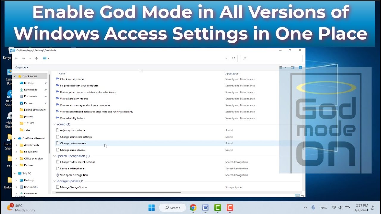 How to Enable God Mode in All Versions of Windows - YouTube