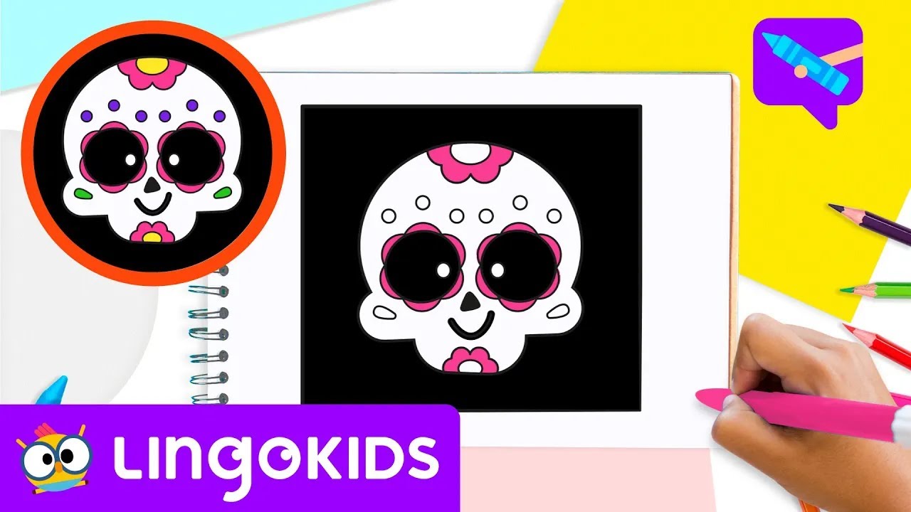 Draw and Color a Skull 💀 | Halloween Art for Kids | Lingokids Crafts ...