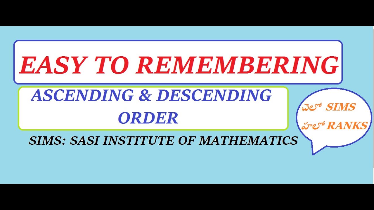 Ascending and descending order explanation and easy remembering - YouTube