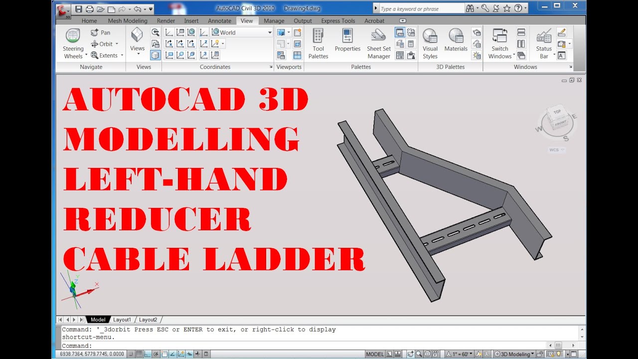 AUTOCAD 3D, How to drawing left hand reducer cable ladder, autocad ...